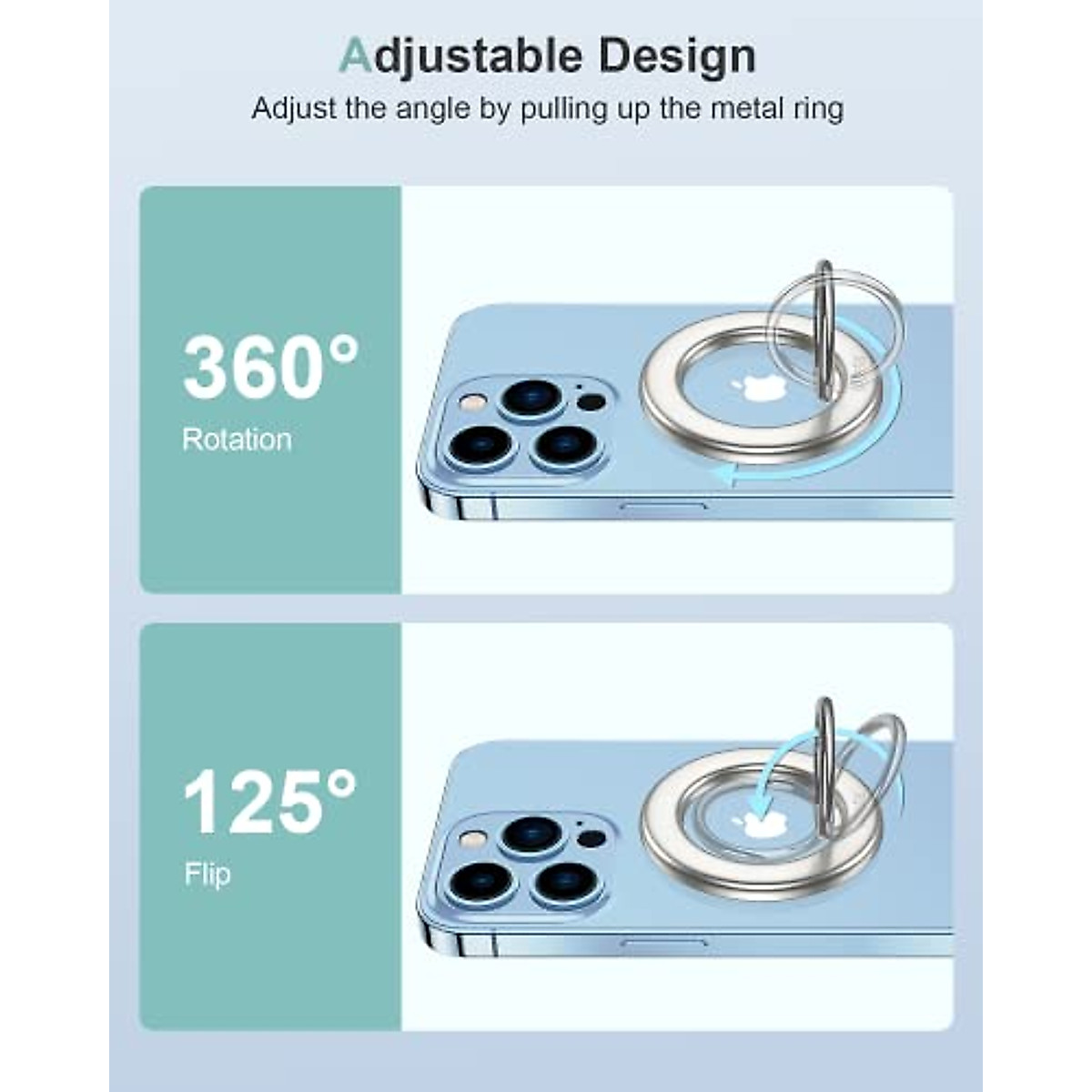 Weetla Magnetic Phone Ring for MagSafe, Magnetic Phone Grip, Phone Ring Holder Stand, Adjustable Kickstand for iPhone 14/13/12(Plus,Mini,Pro, Pro Max), Smartphone Accessories