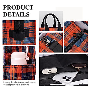 Tote Bag for Women, Canvas Carry-On Shoulder Bag Weekender Bags for Work, Daily Life (Striped Red)