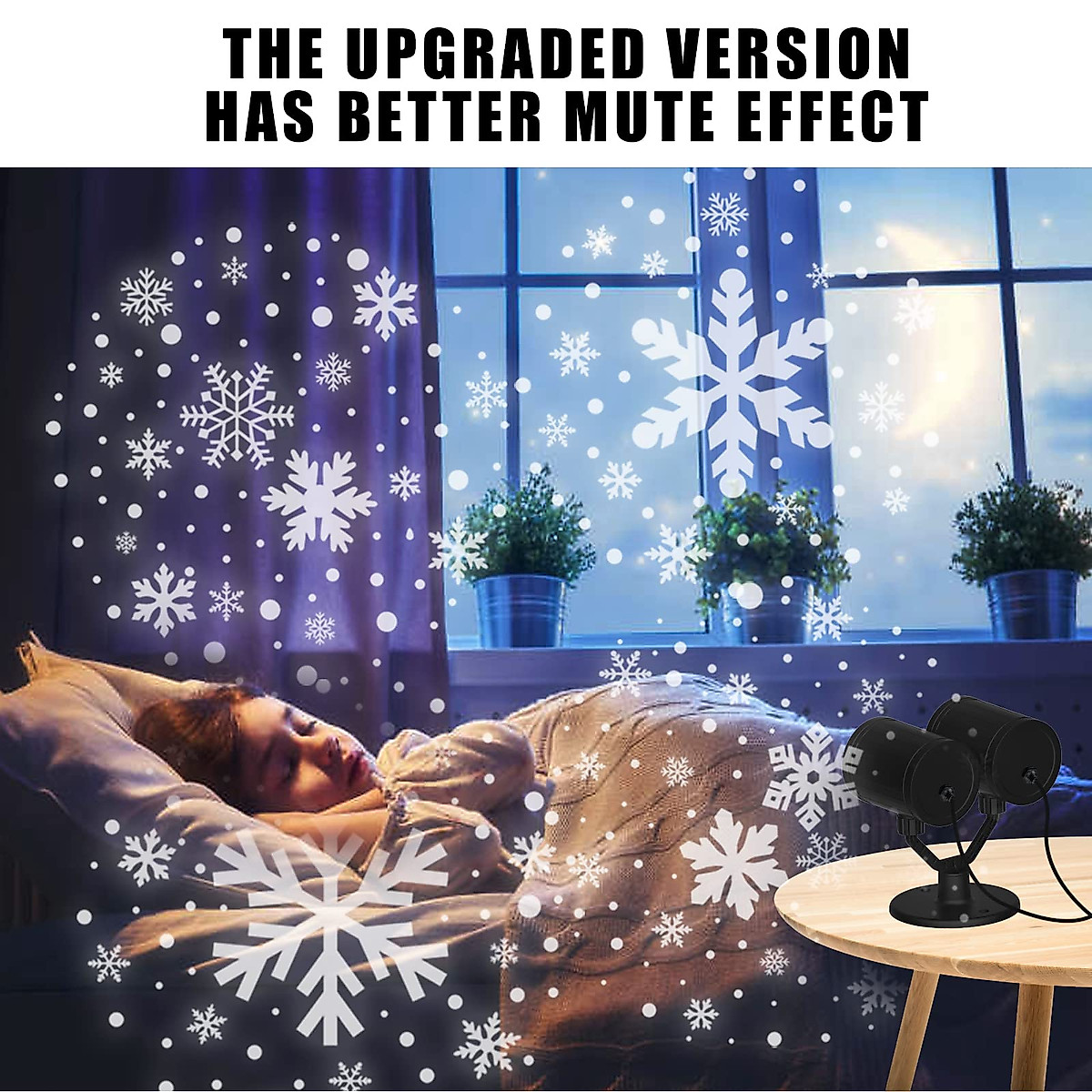 Christmas Snowflake Projector Lights, RLUETIME Double Head IP65 Waterproof Led Snowfall Show Outdoor, Christmas Decorations, Ideal for Xmas Holiday Party Wedding Garden Patio