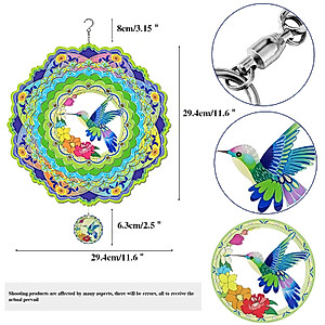 Hummingbird Wind Spinners for Yard and Garden,3D Wind Spinner, 12 inch Metal Wind Sculpture Stainless Steel Wind Catchers for Outdoor Indoor Crafts Ornaments Decoration Gifts(Hummingbird)