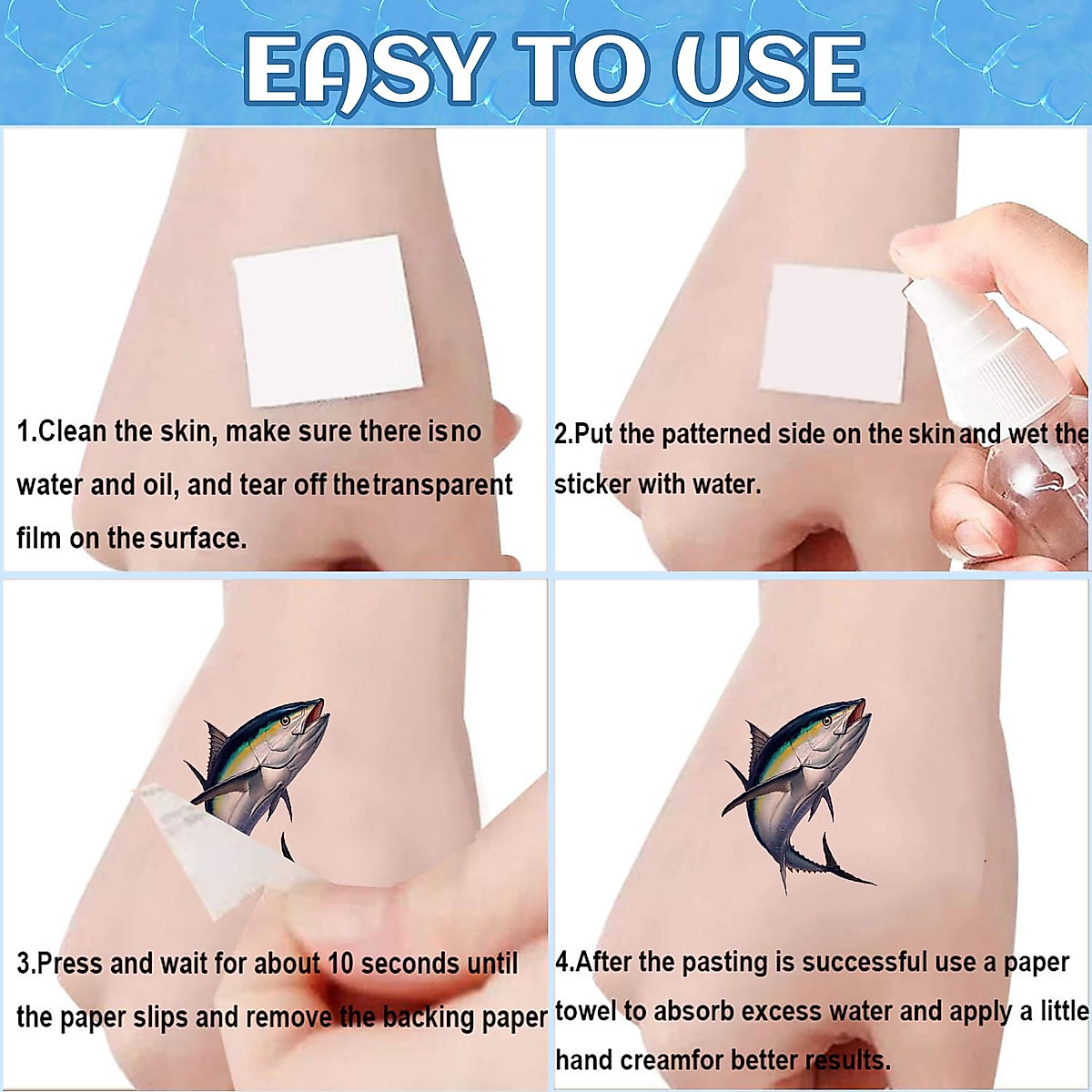 20 Sheets(120PCS) Gone Fishing Fish Temporary Tattoos Gone Fishing Party Favor for Birthday Party Supplies Fishing Party Decorations, Fathers Day, Retirement, Baby Shower for Kids Boys Adults