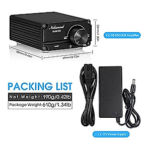 Nobsound 100W Subwoofer Amplifier Digital Power Sub Amp Audio Mini Bass Amp with Power Supply (Black)