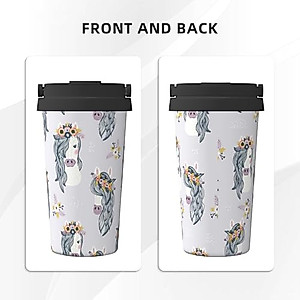 WANGXUEE Adorable Horses Print 500ml Stainless Steel Travel Tumbler Double Wall Vacuum Insulated Coffee Mug