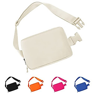 TDIFFUN Fanny Packs for Women Men, Fashion Waist Pack Small Belt Bag with Adjustable Strap for Running, Travel and Hiking, Cream
