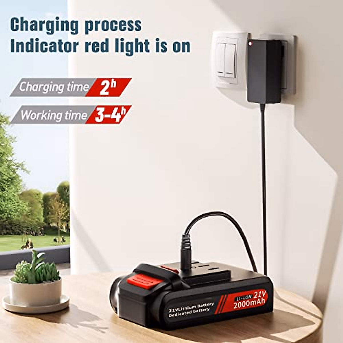 Dragro Electric Pruning Shears Replace Battery, DC21V 2000mAH Lithium Battery, Only Applicable Electric Pruner 1.2inch/30mm (Only 1 Pack)