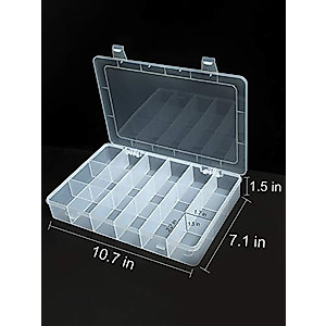 2pack 18 Grids Clear Plastic Organizer Box Storage Container with Dividers (Clear x 2PC,18 Grids Unadjustable)