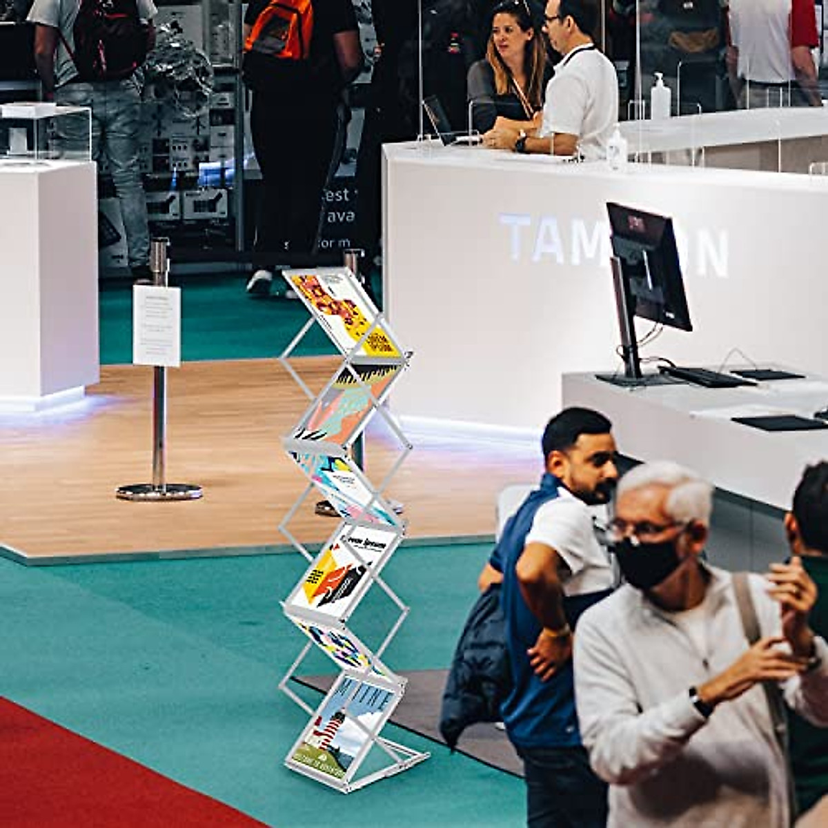 Nisorpa Literature Rack, Foldable Magazine Rack Office Racks & Displays Magazine Rack Catalog Brochure Display Stand Holder Catalog for Trade Show Exhibitions Office Retail Store, 3 height adjustable,