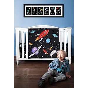 Jaxson's World Outer Space Theme | Minky Fleece Baby Blanket