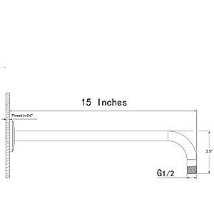NearMoon Shower Arm, Extra Fixed Arm with Flange, Stainless Steel Wall-Mounted ShowerHead Arm (15 Inch, Chrome Finish)