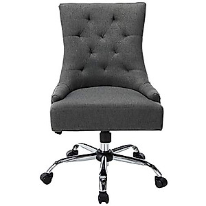 Christopher Knight Home Bagnold Desk Chair, Dark Gray + Chrome, 27.5D x 26W x 36H in