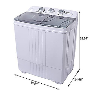 Z okop Twin Tub Design Washer Large Power Semi-automatic Washing Machine Energy Saving (Grey cover plate 16.5lb)