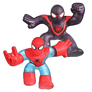 Heroes of Goo Jit Zu Marvel 2 Pack - Radioactive Spiderman and Miles Morales. Squishy, Stretchy, Gooey Heroes