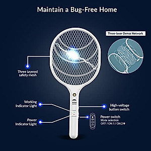 WBM Smart Bug Zapper, Rechargeable Electric Fly Swatter Racket, Large-2PK