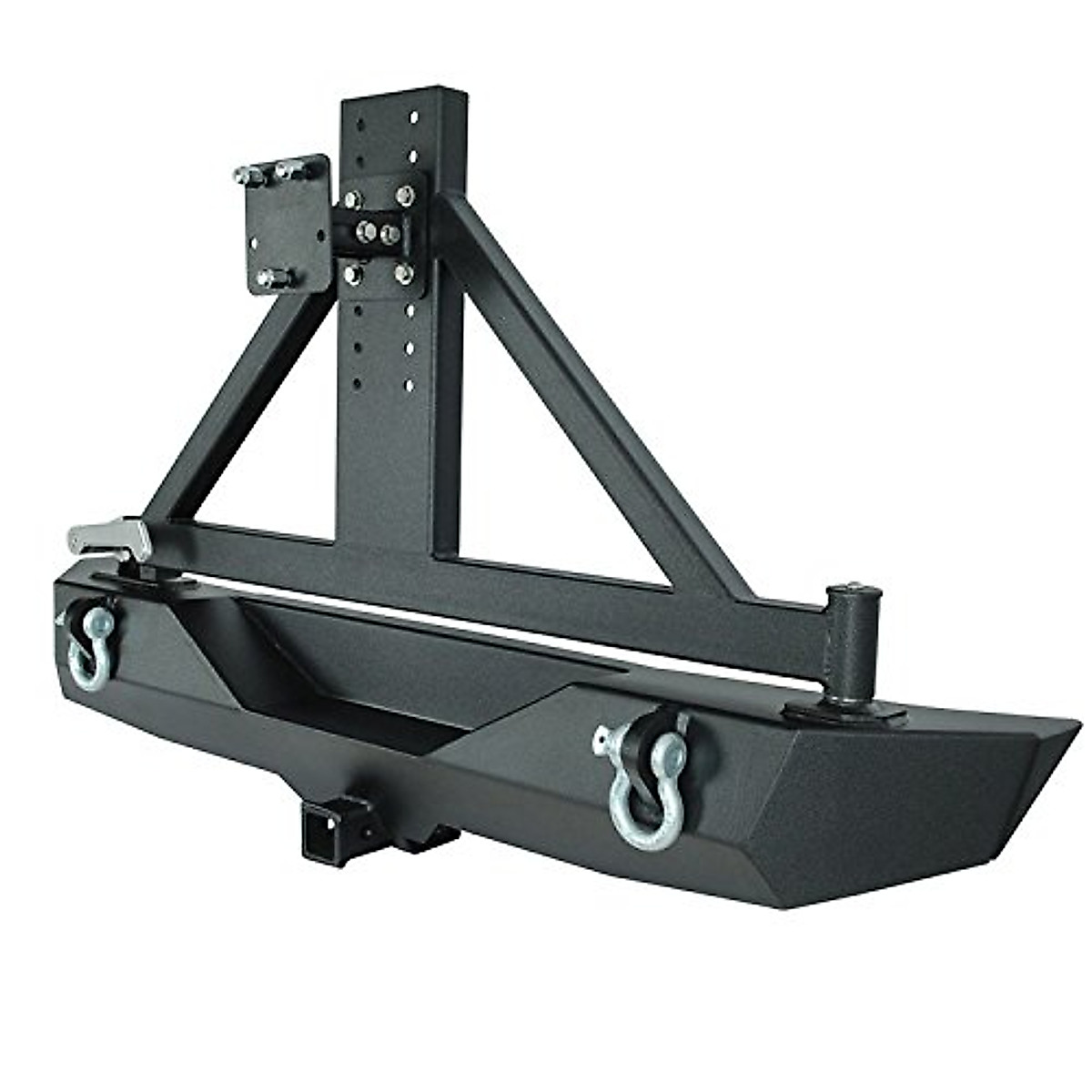 Paramount Automotive Restyling 51-0315 Black Rear Heavy Duty Rock Crawler Bumper with Tire Carrier (Jeep Wrangler JK)