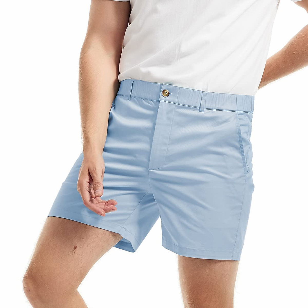 AIMPACT Mens 5.5 Inch Inseam Short Shorts Casual Stretch Shorts for Men Hybrid Shorts（LightBlue M）
