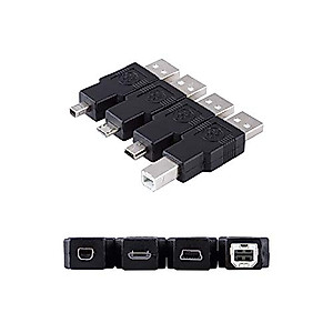 GE Universal USB 2.0 Adapter Kit, 6ft. A Male to A Female Extension Cable, 4 Adapters Included: A Male to B Male, A Male to Mini B (4 Pin), A Male to Mini B (5 Pin), A Male to Micro USB, 33758
