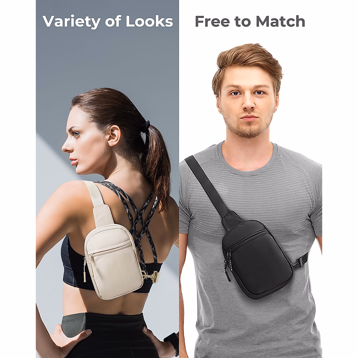 CHOLISS Small Sling Bag for Women and Men, Crossbody Bags Trendy Fanny Packs Chest Bag with Extended Strap, Black