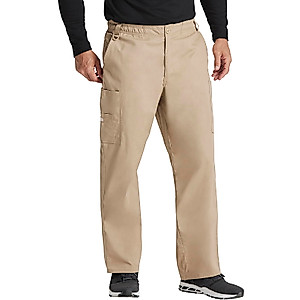 Dickies Men's Signature Elastic Waist Scrubs Pant, Dark Khaki Large Tall