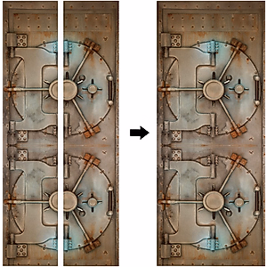 A.Monamour 3D Door Stickers for Interior Doors Rusty Bank Vault Door Vinyl Waterproof Self Adhesive Door Mural Decals for Bedroom Office Bathroom 85 x 200 cm