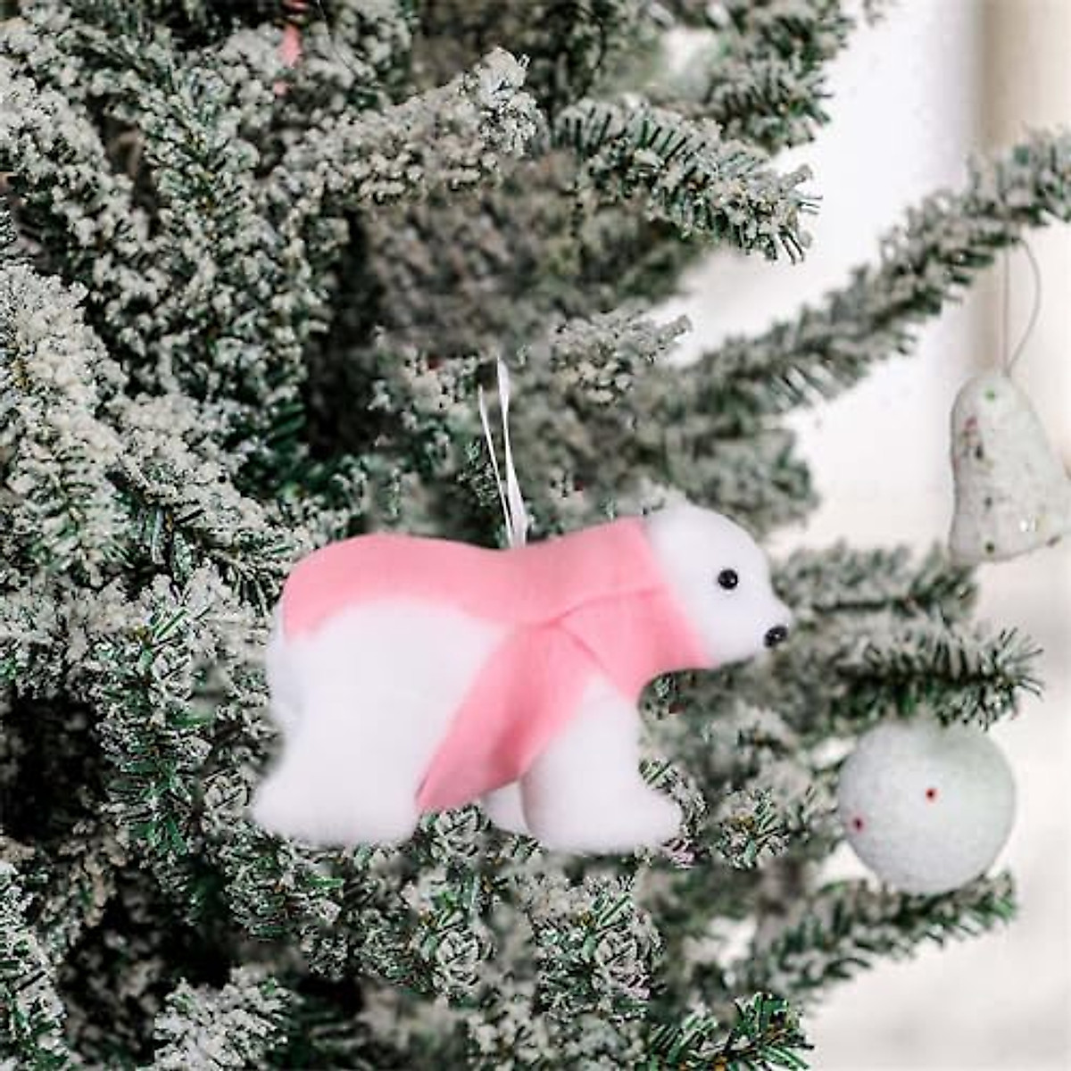 Christmas White Foam Scarf Bear Pendant Christmas Tree Decoration Pendant Scene Layout Mini Cute Plush White Bear Christmas Tree Pendant Home Decoration Christmas Tree Pendant ornaments-195