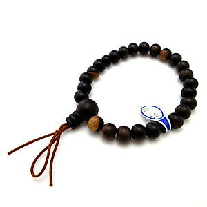 京都あさひ屋 Black Persimmon Wood Bracelet Japanese Kaki Juzu Rosary Prayer Beads Jewel Handmade Kyoto Meditation Chakra Mala Beads (8.0mm)