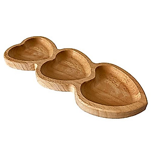 MORP, Heart Shaped Wood Tray, Divided Serving Trays & Platters, Wooden Diet Dish Platter, Cracker Appetizer Plate, Perfect Valentine Day Gift, food and cookie board, Fruit Snack Tray, Natural