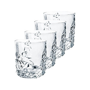 Nachtmann Sculpture 12oz Whiskey Tumbler (Set of 4) - Heavy Base Crystal Glass for Scotch, Bourbon, Cocktails, Liquor, Elegant & Durable Barware, Dishwasher Safe - Modern Glassware Set