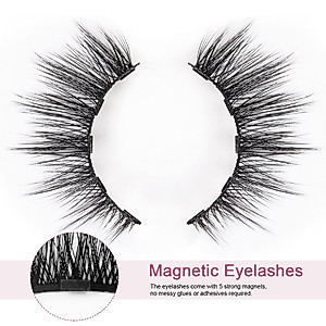 Magnetic Eyelashes Kit - Prgislew Mixed Magnetic Eyelashes and Eyeliner Kit with 10 Pairs 3D Reusable False Lashes Natural Look 2Pcs Strong Magnetic Eyeliner and 1Pcs Lash Tweezers