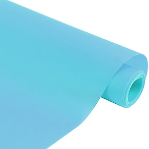 HGUAN Smooth Solid Color PVC Jelly Roll Waterproof Vinyl Faux Leather Fabric 12"X53"(30cmX135cm) for Making Crafts,Hair Bows,and Sewing Craft Projects (Sky Blue)