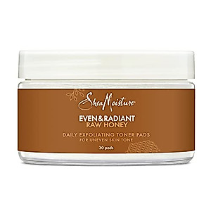 SheaMoisture Even and Radiant Face Pads For Uneven Skin Tone and Dark Spots Daily Exfoliating Toner Pads With Raw Honey 30 Count