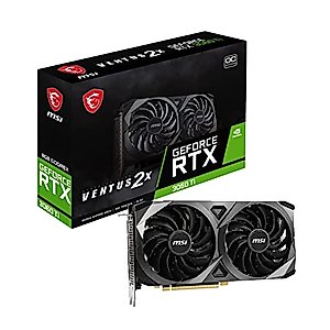 MSI Gaming GeForce RTX 3060 Ti LHR 8GB GDRR6X, 256-Bit, HDMI/DP, Nvlink, Torx Fan 3, Ampere Architecture OC Graphics Card (RTX 3060 TI Ventus 2X 8GD6X OC)