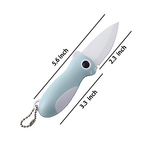 Hidoer Ceramic Paring Knife, Pocket Knife Folding Knife, Super Sharp Blade only 2.3 inch, Fruit Peeling Vegetable Cutting, Easy-to-Carry (Blue)
