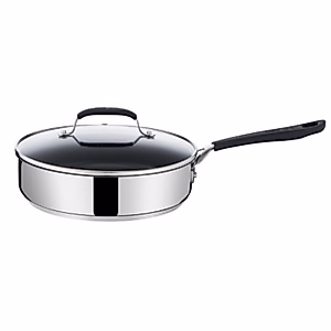 Tefal Jamie Oliver Quick & Easy E3033344 Stainless Steel 25cm Induction Saute Pan With Glass Lid