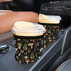 Reusable Insulated Neoprene Iced Coffee Cup Sleeve, Durable Drink Sleeve for Cold Beverages, Beverage Holder for iced coffee (Mushroom Mirage)
