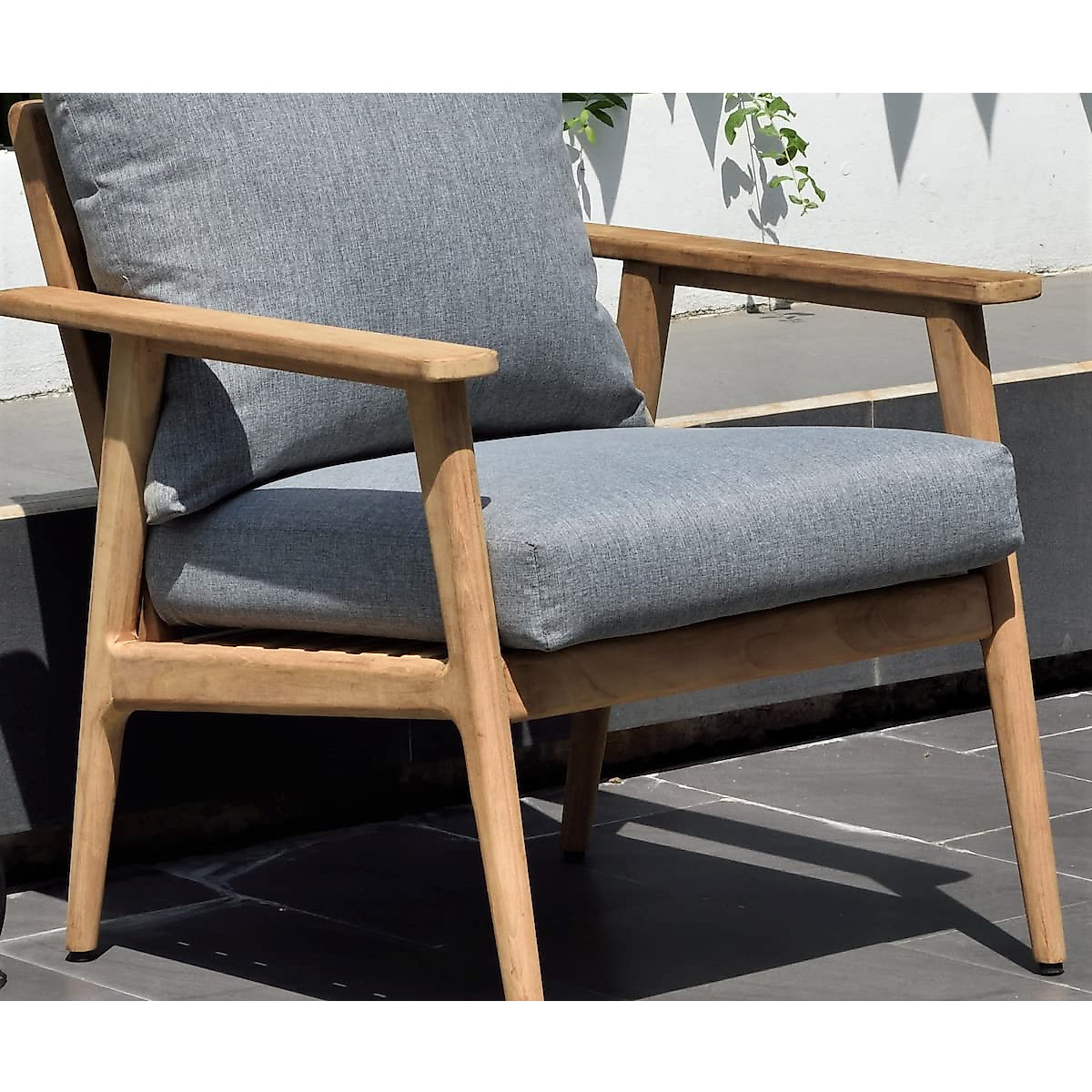 Brampton Grenoble Outdoor Armchair | Made of Durable Teak Wood with Cushions | Perfect for Patio and Backyards, Light Brown