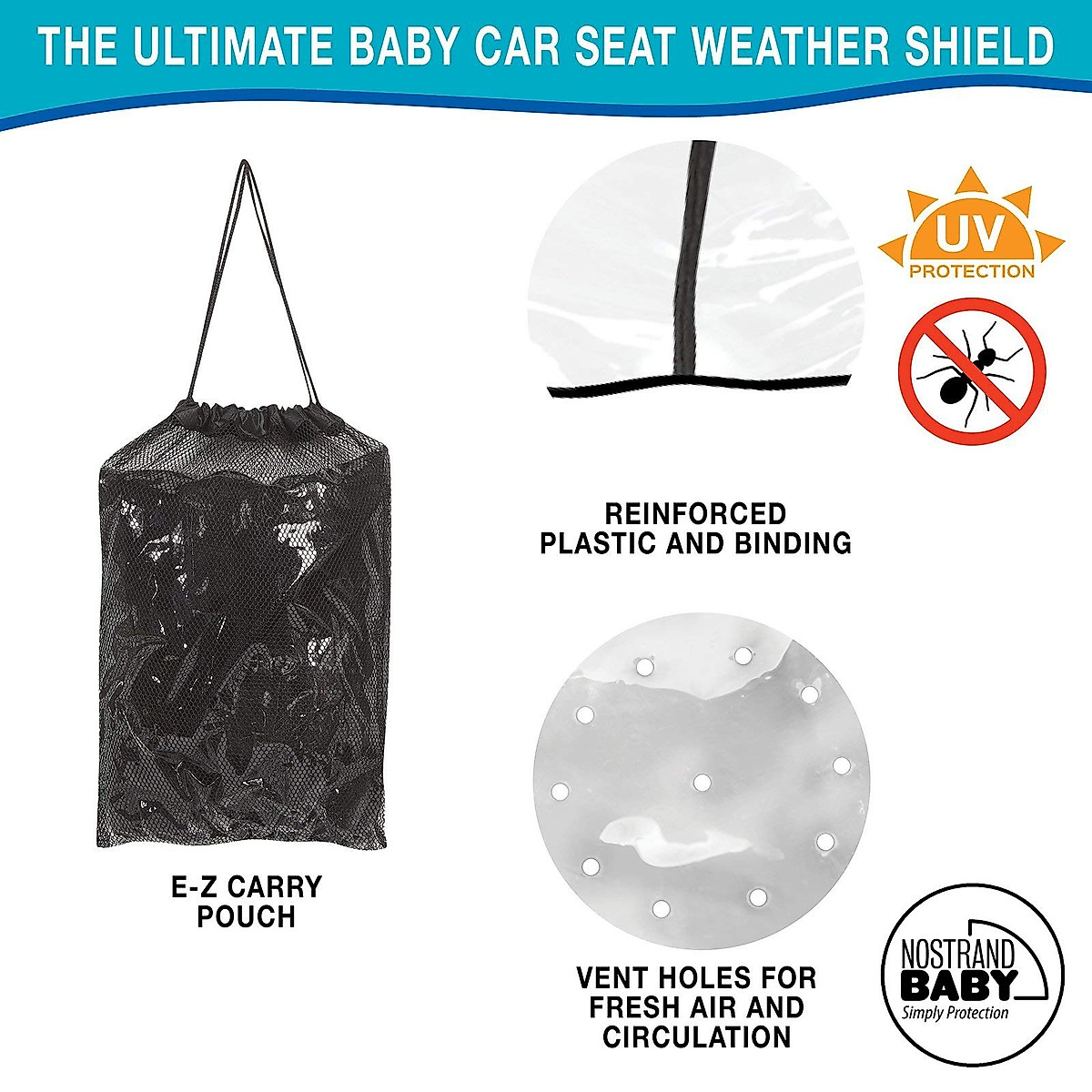 Universal Baby Weather Car Seat Rain Cover Waterproof, Protect from Snow Dust