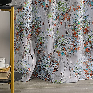 MYSKY HOME Floral Blackout Curtains 84 inches Long 2 Panels Farmhouse Curtains for Bedroom Living Room Darkening Thermal Insulated Flower Window Curtains with Grommet Orange and Green