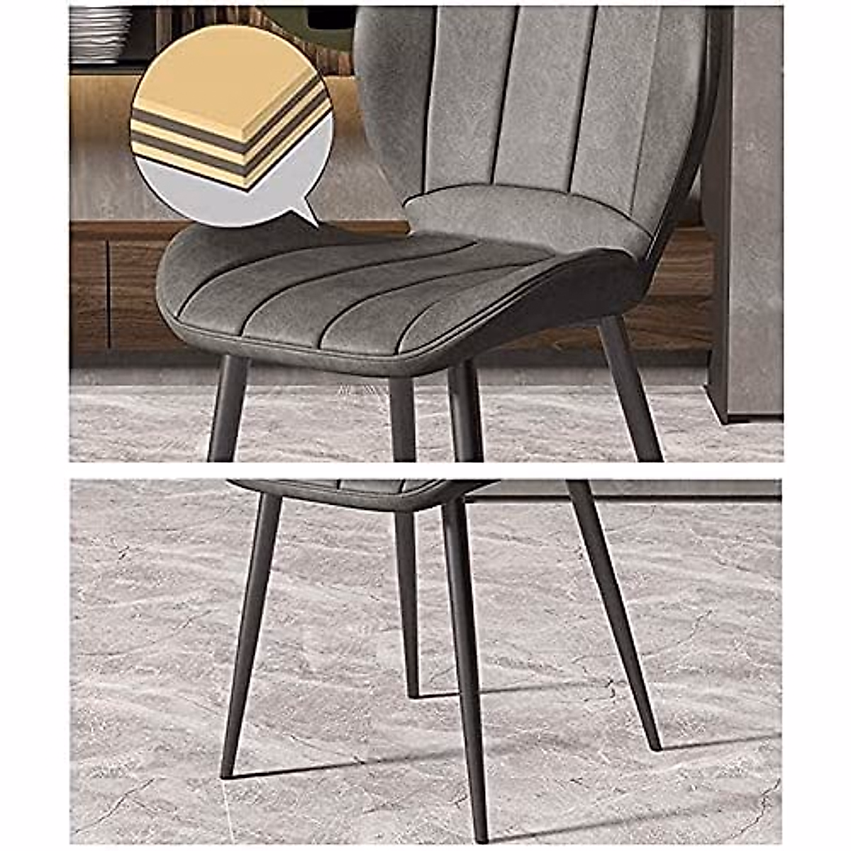 Chairs Chairs Set of 2 Dining Chairs withSeat and Cushioned Backrest Leisure Chairs with Metal Legs for Dining Room and Dining Chairs (Color:Green)