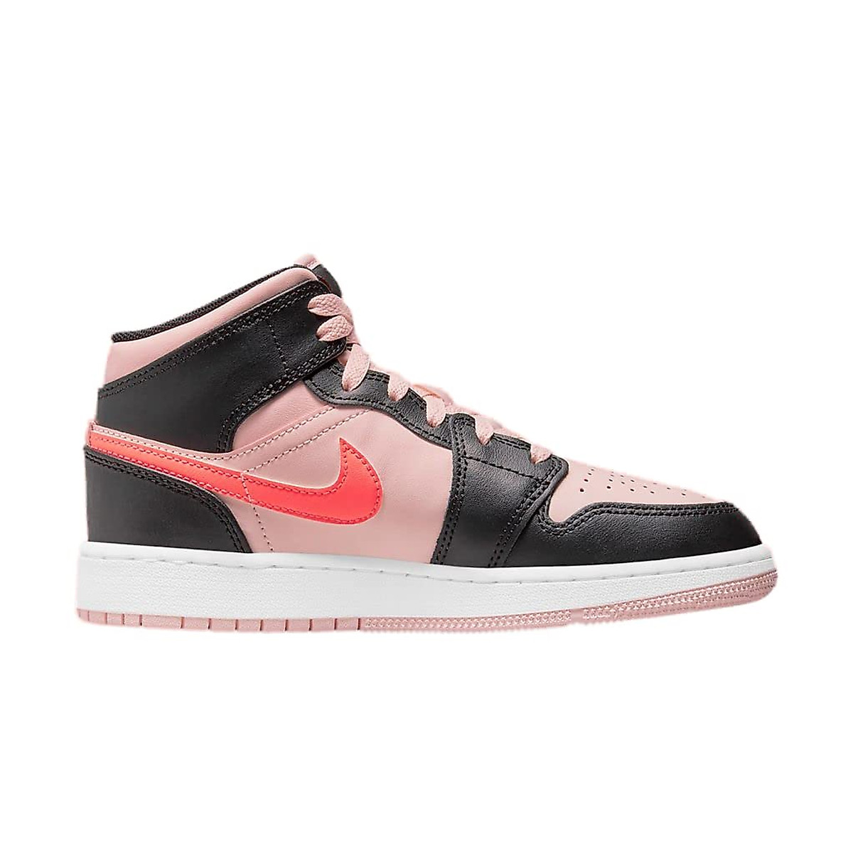 Nike boys Air Jordan 1 Mid Grade School, Atmosphere/Infrared 23 Black, 7 Big Kid