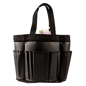 AUTSKY Mesh Shower Caddy Basket Portable Leather Shower Hand Bag for College Dorm, Bathroom, Gym, Travel, Quick Dry Hanging Shower Organizer with 8 Storage Bags for Bathroom Toiletries, Black