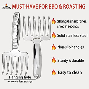 Meat Shredder Claws, Stainless Steel Meat Claws, Bear Claws for Shredding Meat, BBQ Claws For Handling, Lifting, Shredding Pork, Chicken, Pulled Pork Claw x2