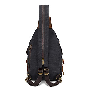 peacechaos Sling Bag - Crossbody Backpack Shoulder Casual Daypack Rucksack for Outdoor Cycling Hiking Travel (Black)