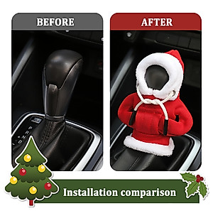 OFBAND Hoodie Car Gear Shift Cover,Christmas Car Decor Gear Shift Knob Cover for Manual/Automatic Shift Knob,Universal Car Accessories Hoodie for Gear Shifter Knob (Christmas Red)