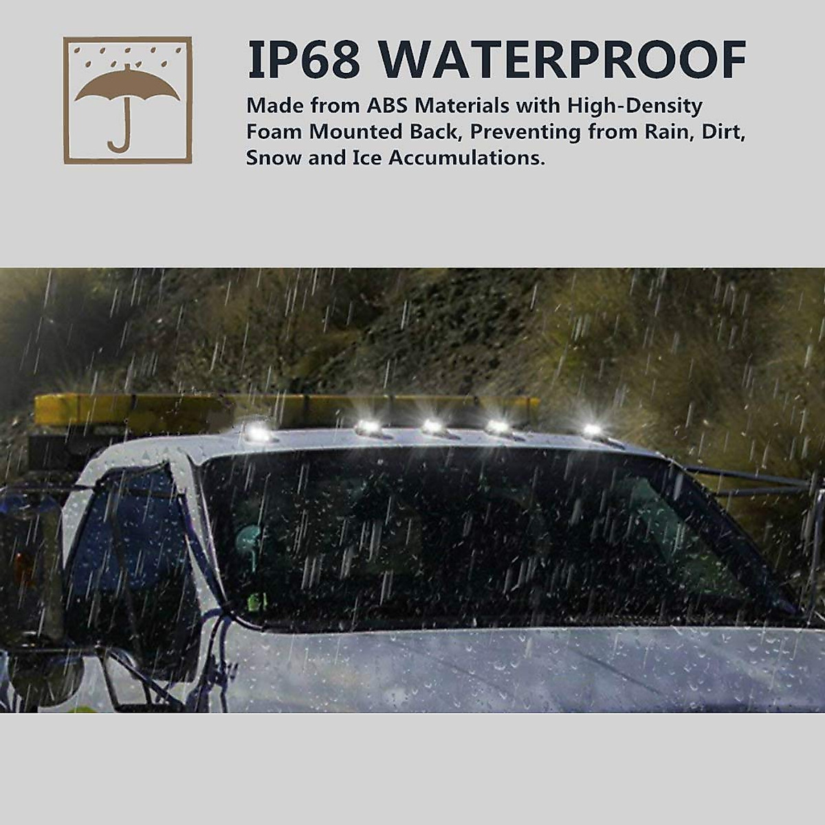 5 X Cab Marker Light,Smoke Lens White LED Cab Roof Running Lights, Accessories Light w/Wiring Pack Compatible with 1999-2016 F150 F250 F350 F450 F550 F650 F750 E150 E250 Super Duty Pickup Trucks