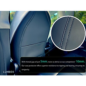 LunaBox Seat Back Protector Designed for Tesla Model Y/3 - Wear Resistant Seat Protector, Seat Back Kick Mats with Bigger Organizer Pocket - 2 PCS (Black)