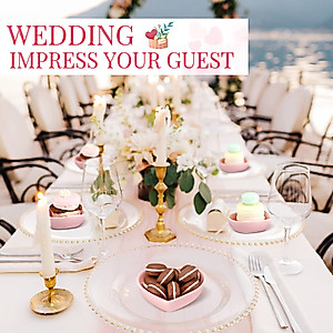 Zopeal Heart Shaped Bowls Ceramic Dishes Valentine's Day Plates Multipurpose Salad Appetizer Plates Cooking Gifts for Candy Sauce Sushi Dipping Serving Wedding Anniversary Mother's Day(Pink, 12 Set)