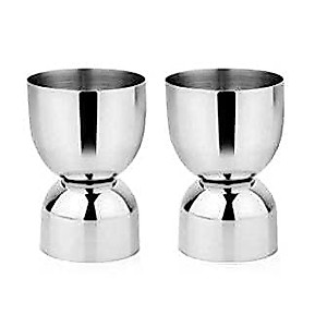 Garden Of Arts Stainless Steel Set of 2 Damru shape peg shot glasses Measure 30 ml and 60 ml fancy antique glass can be used both side for welcome drinking and tasting