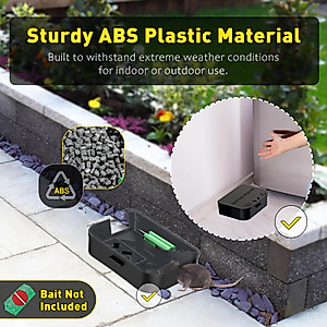 Mouse Stations with Keys 6 Pack, Keyless Design and Key Required Mouse Stations, Mice Stations, Keeps Children and Pets Safe Indoor & Outdoor, Black