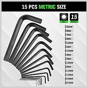 SWANLAKE 32PCS Hex Key Set, Allen Wrench Set Inch/Metric MM(0.7mm-10mm) SAE(0.028"-3/8)