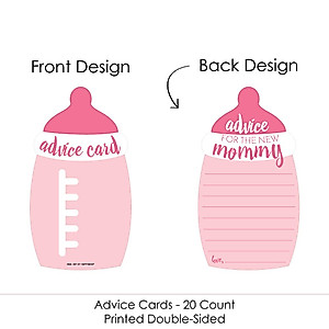 Big Dot of Happiness Baby Girl - Pink Bottle Baby Shower Advice Cards - Set of 20